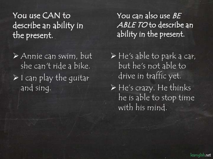 Usos de CAN , COULD and BE ABLE TO - Aprendo inglés