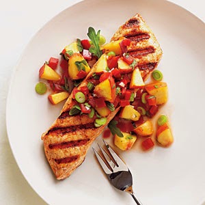 Choice Cuisine: Grilled Halibut with Peach and Pepper Salsa