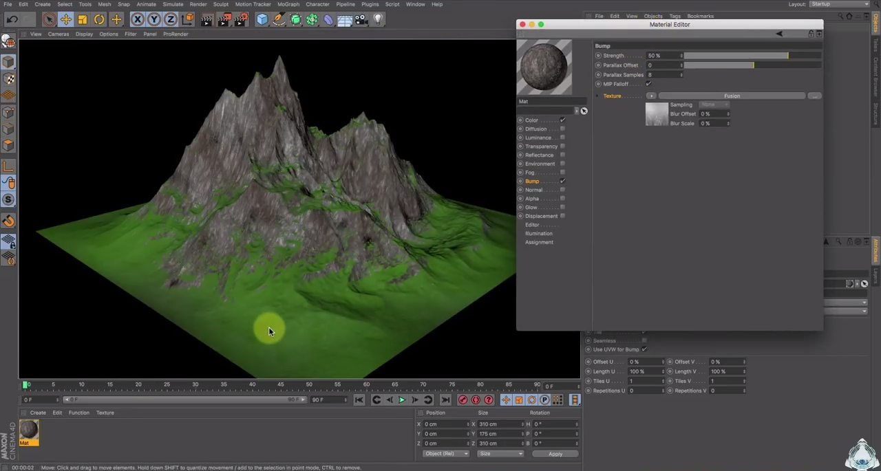 Create a Mountain in 4 steps in Cinema 4D