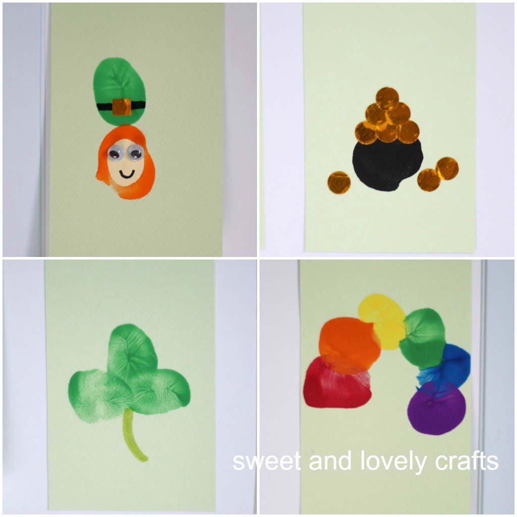 sweet and lovely crafts: St. Patrick's Day thumbprint art