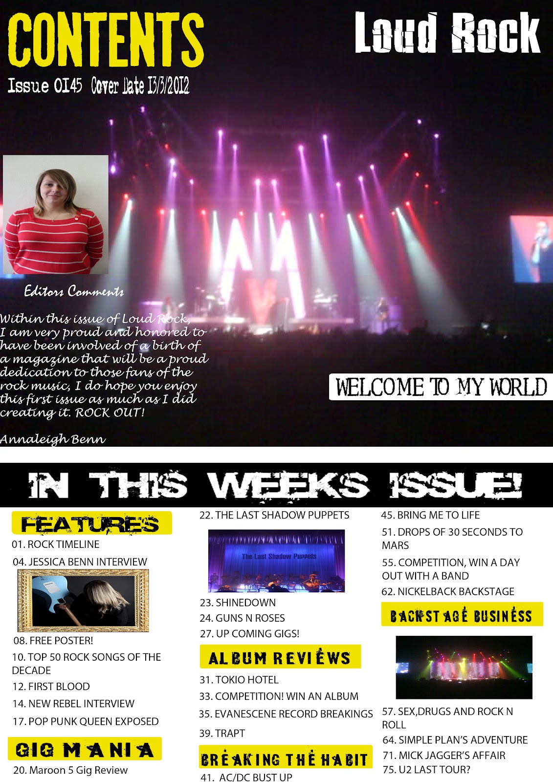 Annaleigh6025: Contents Page For Loud Rock