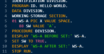 I am a Mainframer: 88 Condition name in COBOL acts like a Two-Way switch