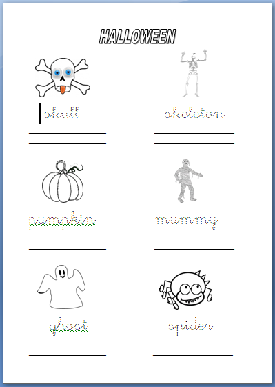 El Blog de Espe: Más fichas para el vocabulario de Halloween