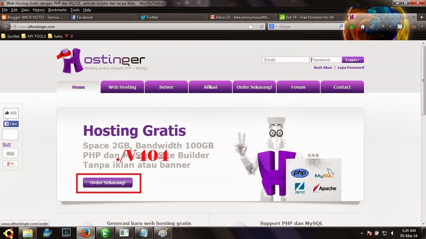 Cara Membuat Akun Hosting Gratis ( ID-Hostinger ) - BL4CK NOTES