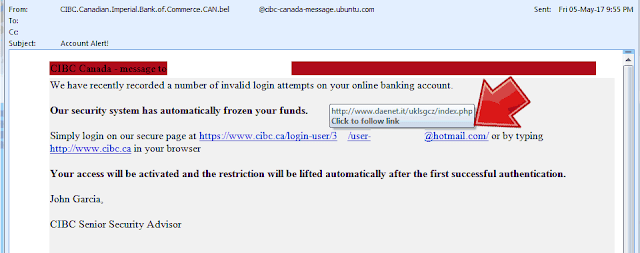 Metadata Consulting [dot] ca: Phishing Email - CIBC Account Alert!
