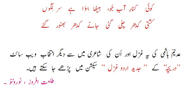 Na-ee Manzil . . . Na-ee Raahein . . . !: A Ghazal . . . by Adeem Hashmi