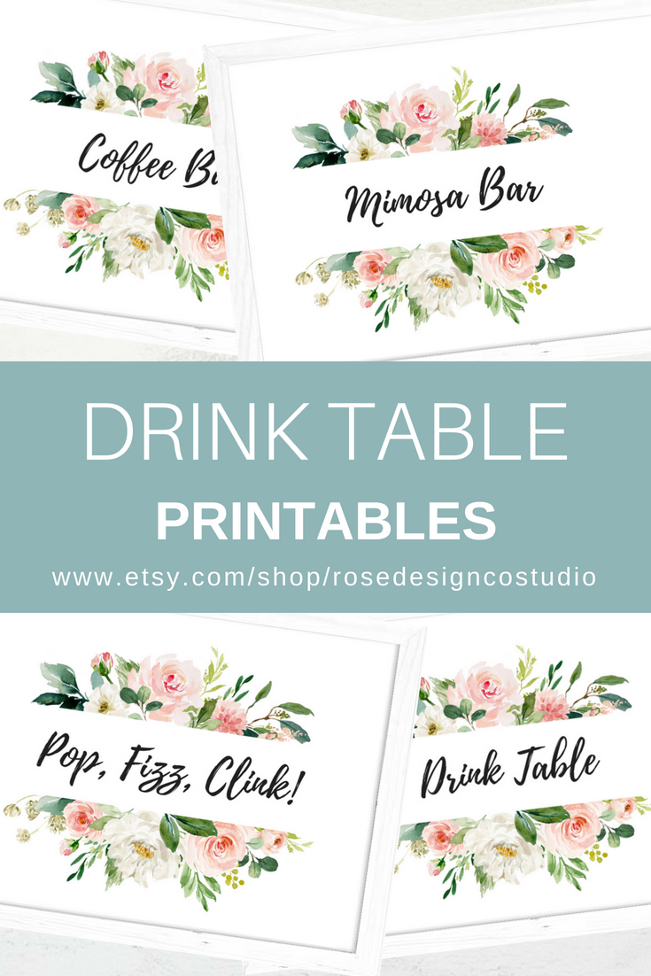 Drink Table Printables | Rose Design Co.