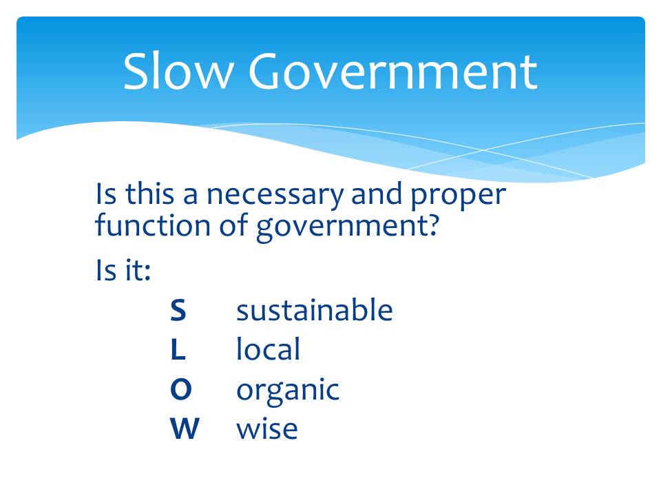 The Switchel Traveler: Slow Democracy, Slow Government