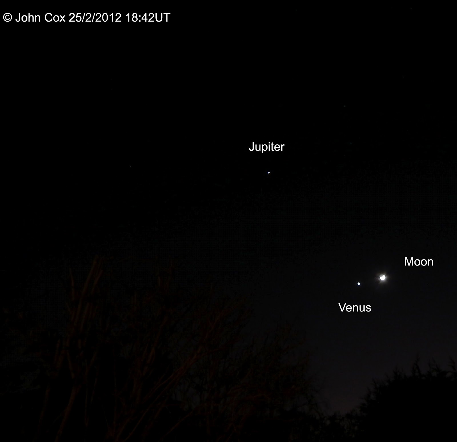 February 2012: Venus, Jupiter and the Moon.