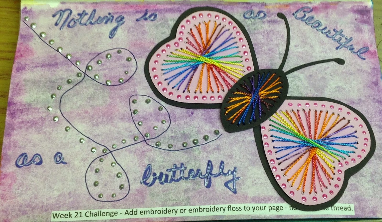 Lori's Artsy Obsession: Threaded Butterfly Jurnal Page