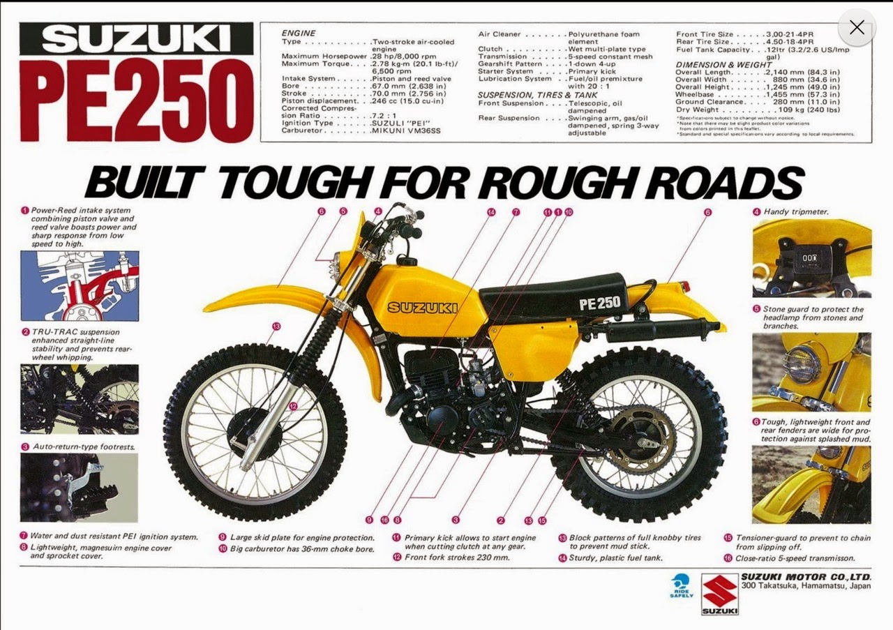 Racing Cafè: Vintage Brochures: Suzuki PE 250 1978 (Usa)