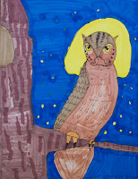 Art Classes for Homeschool Students: Owl with Full Moon