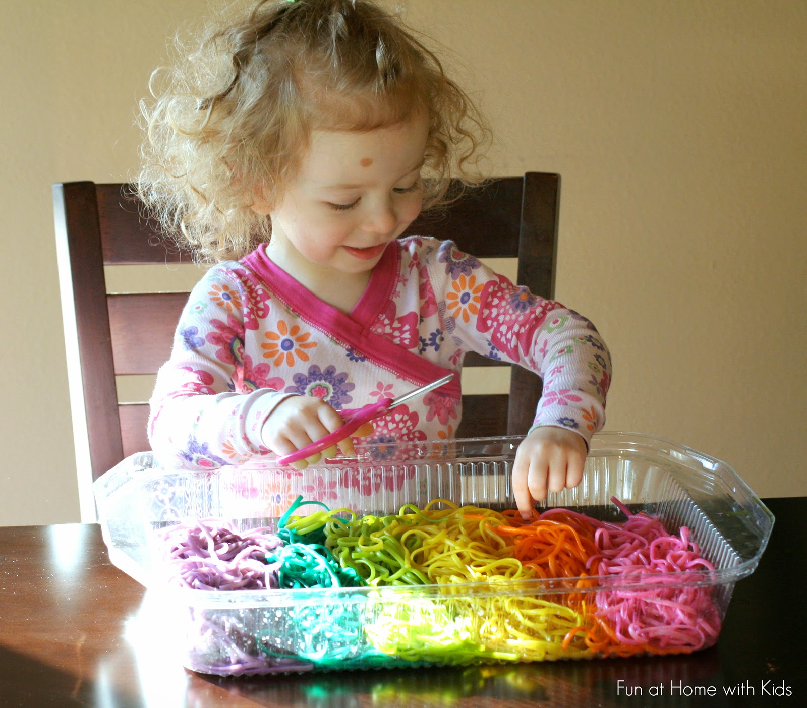 Rainbow Spaghetti Sensory Play and Fine Motor Practice
