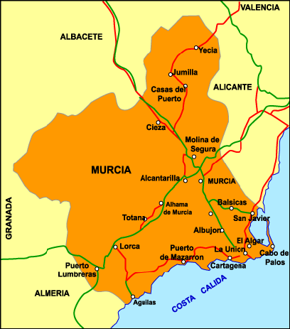 Murcia Mapa Ciudad de la Región | España mapa de la ciudad