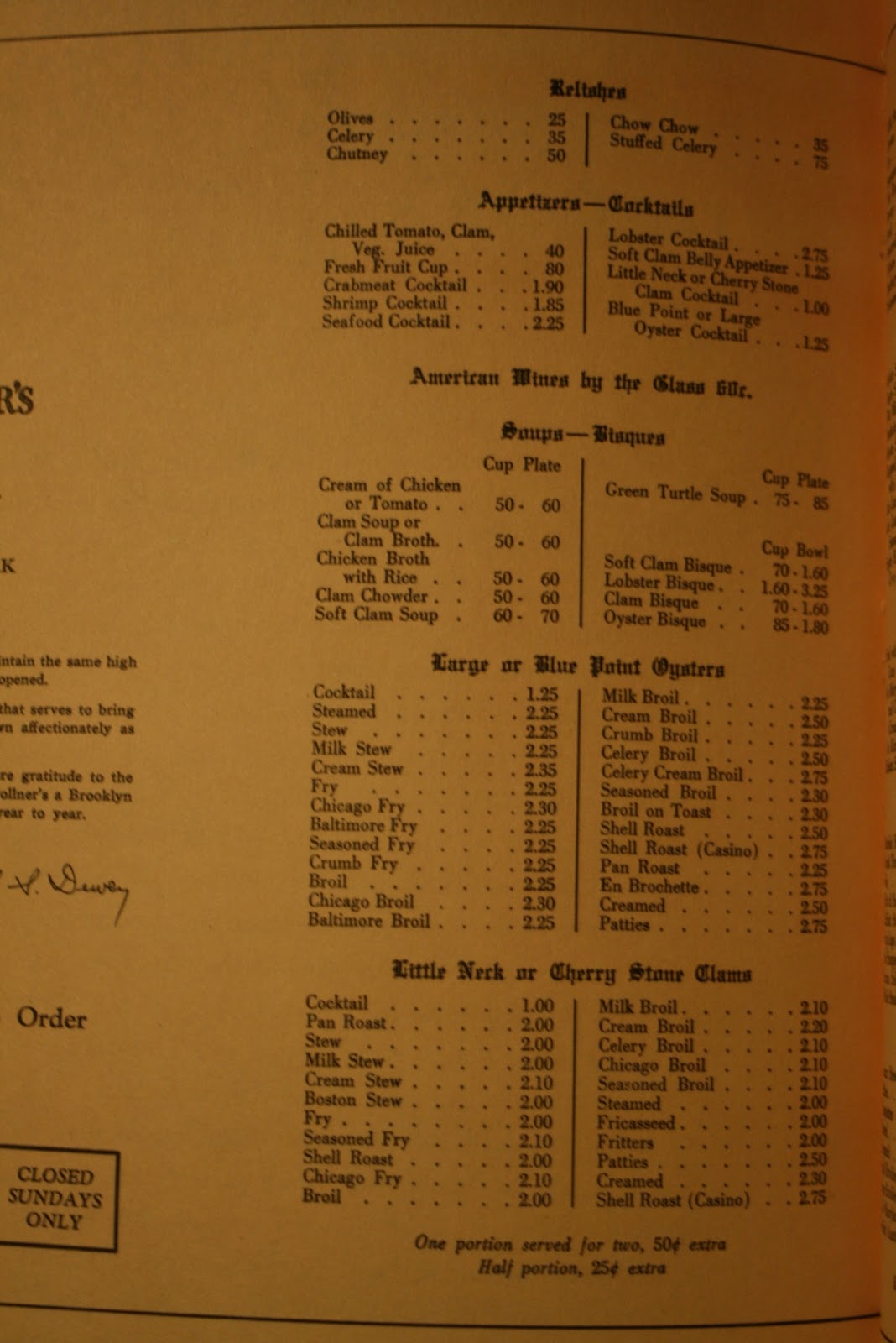Lost City: Take a Look at Gage & Tollner's 1964 Menu