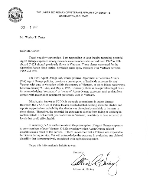 Agent Orange - C-123K Aircrew & Maintainers - VA now honors our Agent ...