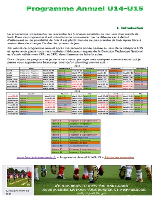 Programme Annuel U14-U15 - coach football