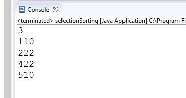 selection sorting ascending order