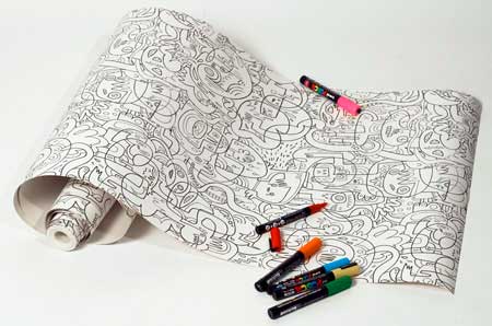 All About Abbie...: Colouring Book Wallpaper by Jon Burgerman