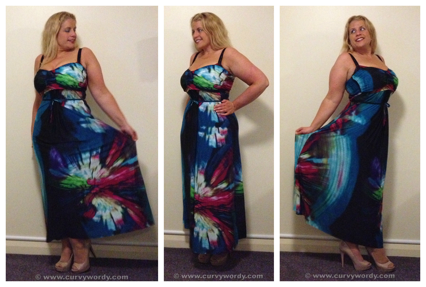 AX Paris Curve Splash Printed Strapless Maxi Dress - Curvy Wordy