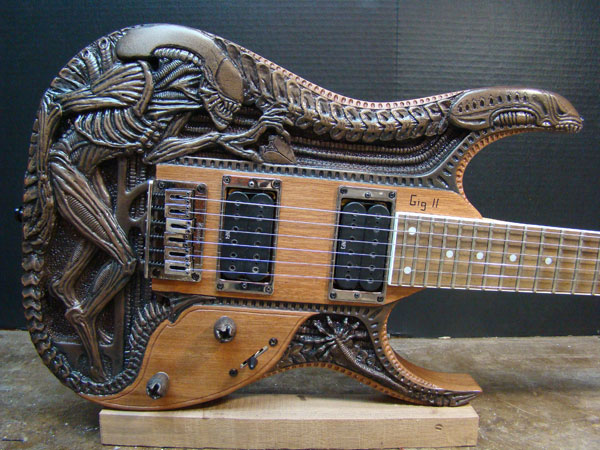 WeirdWood: Carved Alien Guitar by Gig Goldstein