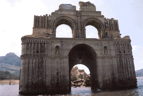 colonialmexico: Water, Water. Drowned churches: Quechula