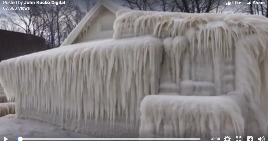 Guy's Waterfront House Completely Encased In Ice