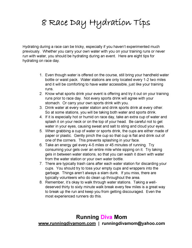 Running Diva Mom: 8 Race Day Hydration Tips