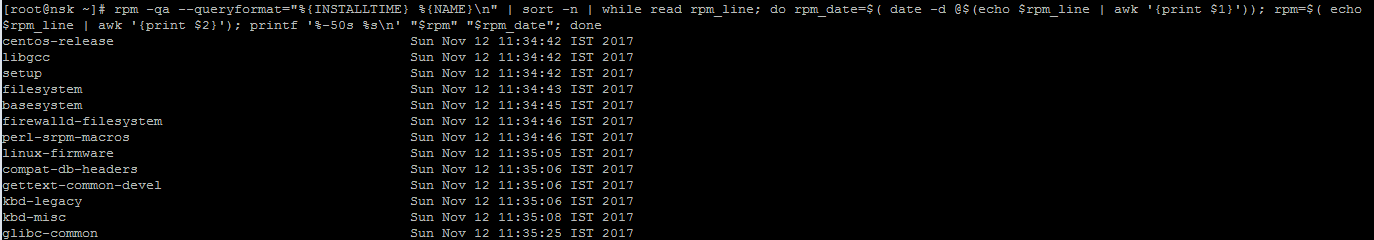 Single Command To List The Software Packages RPMs By Install Date In single-command-to-list-the-software-packages-rpms-by-install-date-in
