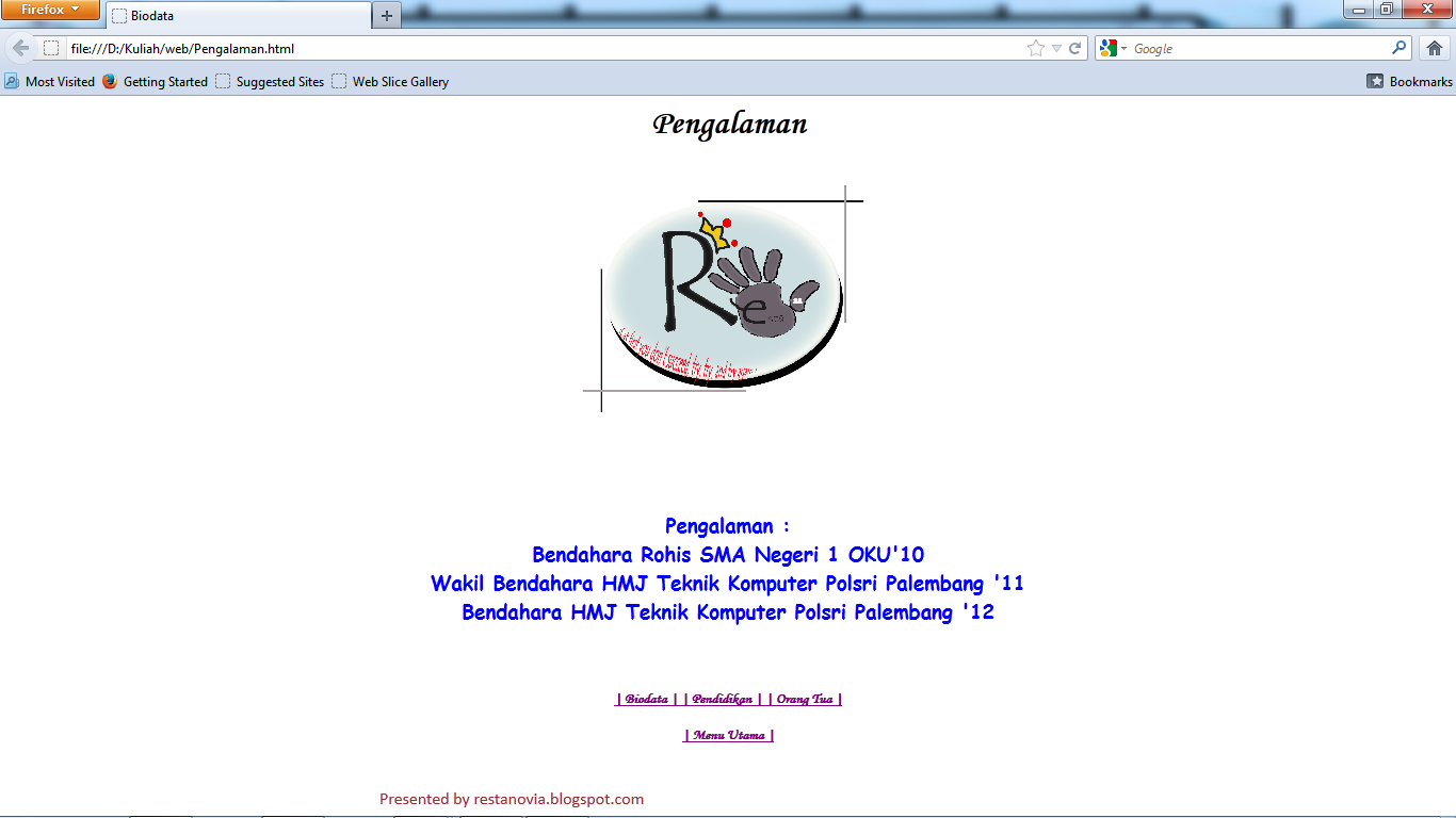 No pain, No gain !: Belajar Web Design "Membuat Biodata Diri dengan HTML"