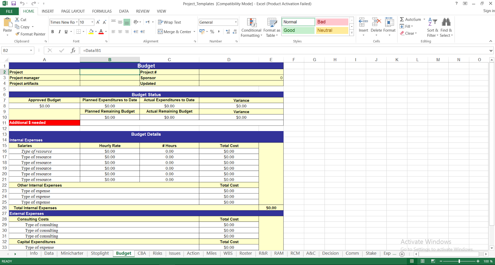 Free Project Management Template in Excel