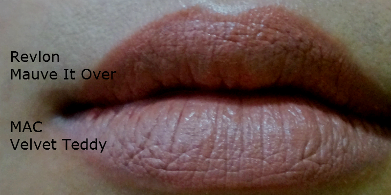 Lipstick Dupe Alert: MAC Velvet Teddy vs Revlon Matte in Mauve It Over ...