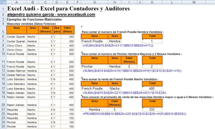 Ejemplos de Formulas matriciales sobre bases de datos | Macros para ...