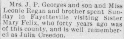 Kathryn's Quest: Sunday's Obituary - Sister Mary Felix/Julia Creedon