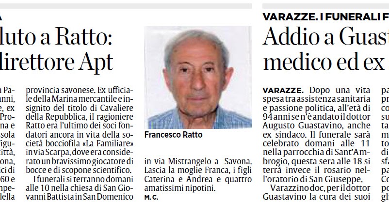 ALASSIOFUTURA: Savona - Varazze - A Savona l'ultimo saluto a Francesco ...