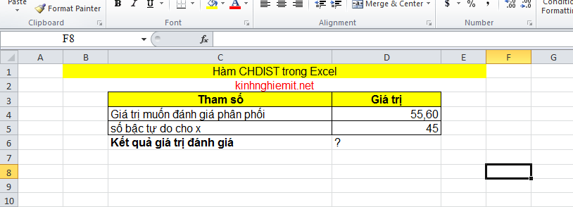 Cách sử dụng hàm CHIDIST trong excel