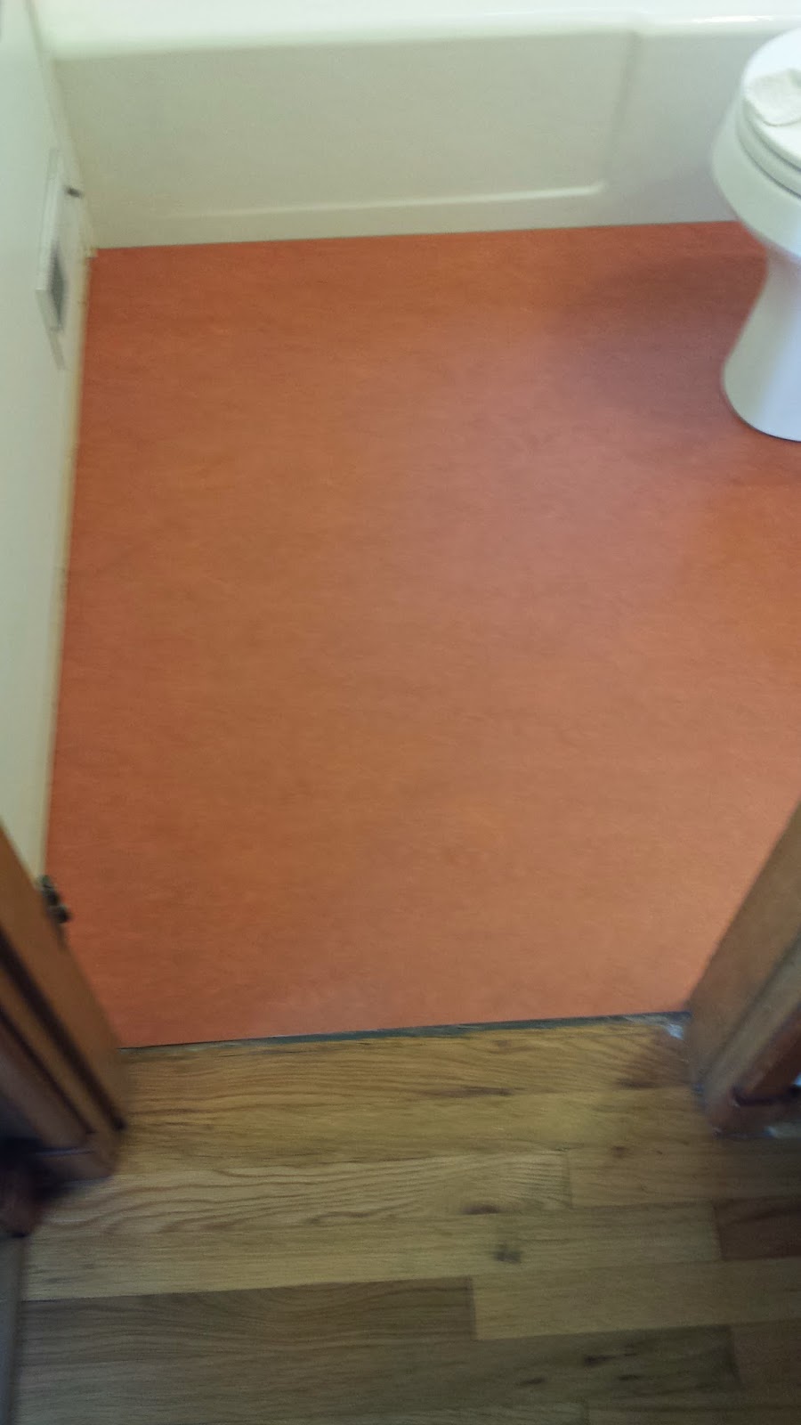 One Step Further: Bathroom Installed with Marmoleum Fresco, Red Copper ...