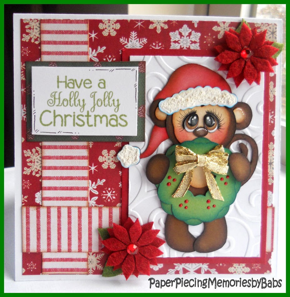 PAPER PIECING MEMORIES BY BABS: Monkey Christmas Card
