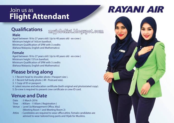 Temuduga Terbuka di Rayani Air Pada 05 Mac 2016