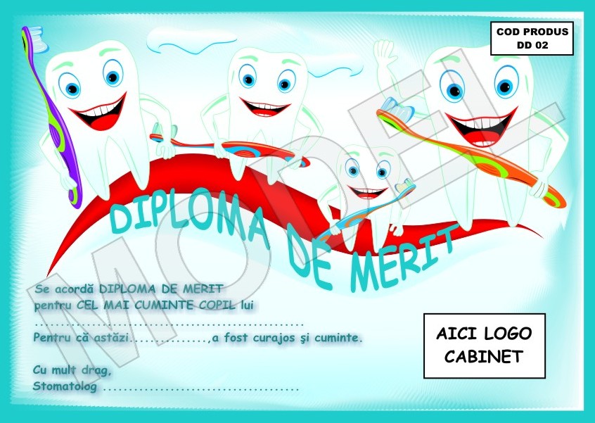 PLANSE DE COLORAT: DIPLOME PENTRU COPII CUMINTI - la dentist