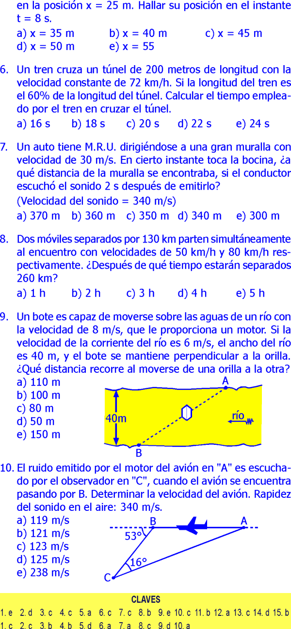 MRU - MOVIMIENTO RECTILÍNEO UNIFORME PROBLEMAS RESUELTOS PDF