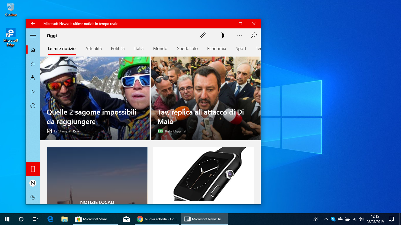 Microsoft News per Windows 10 ottiene notifiche personalizzate