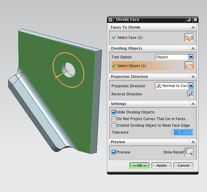 Split a face in NX | Split Body in NX