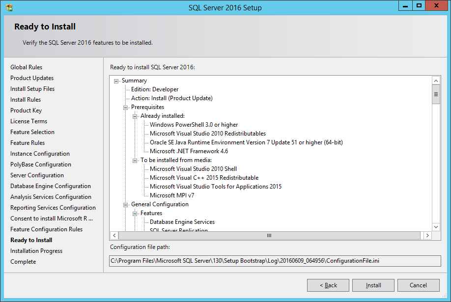 Realized Design: SQL 2016 - Configuration File location