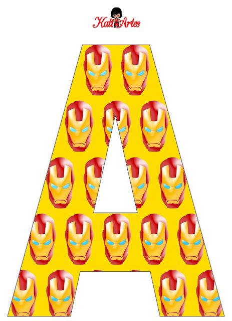 Alfabeto de Iron Man en Fondo Amarillo. - Oh my Alfabetos!