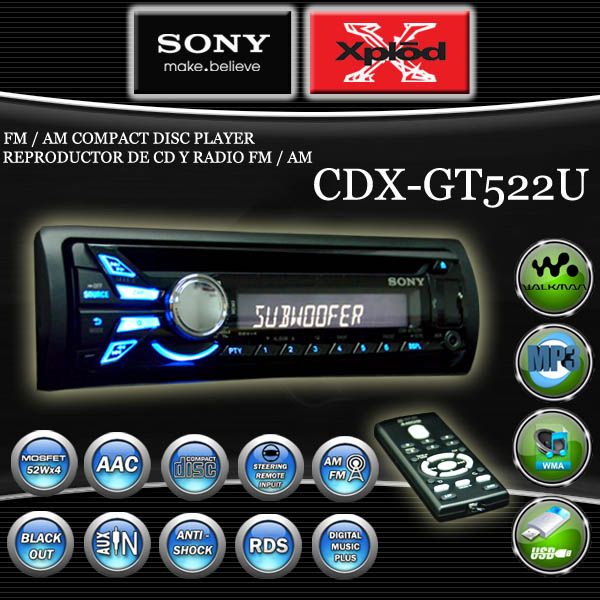 Max Acc: SONY CDX-GT522U CD MP3 USB AUX IN Car Player