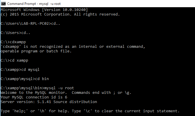 Cara membuat database di CMD