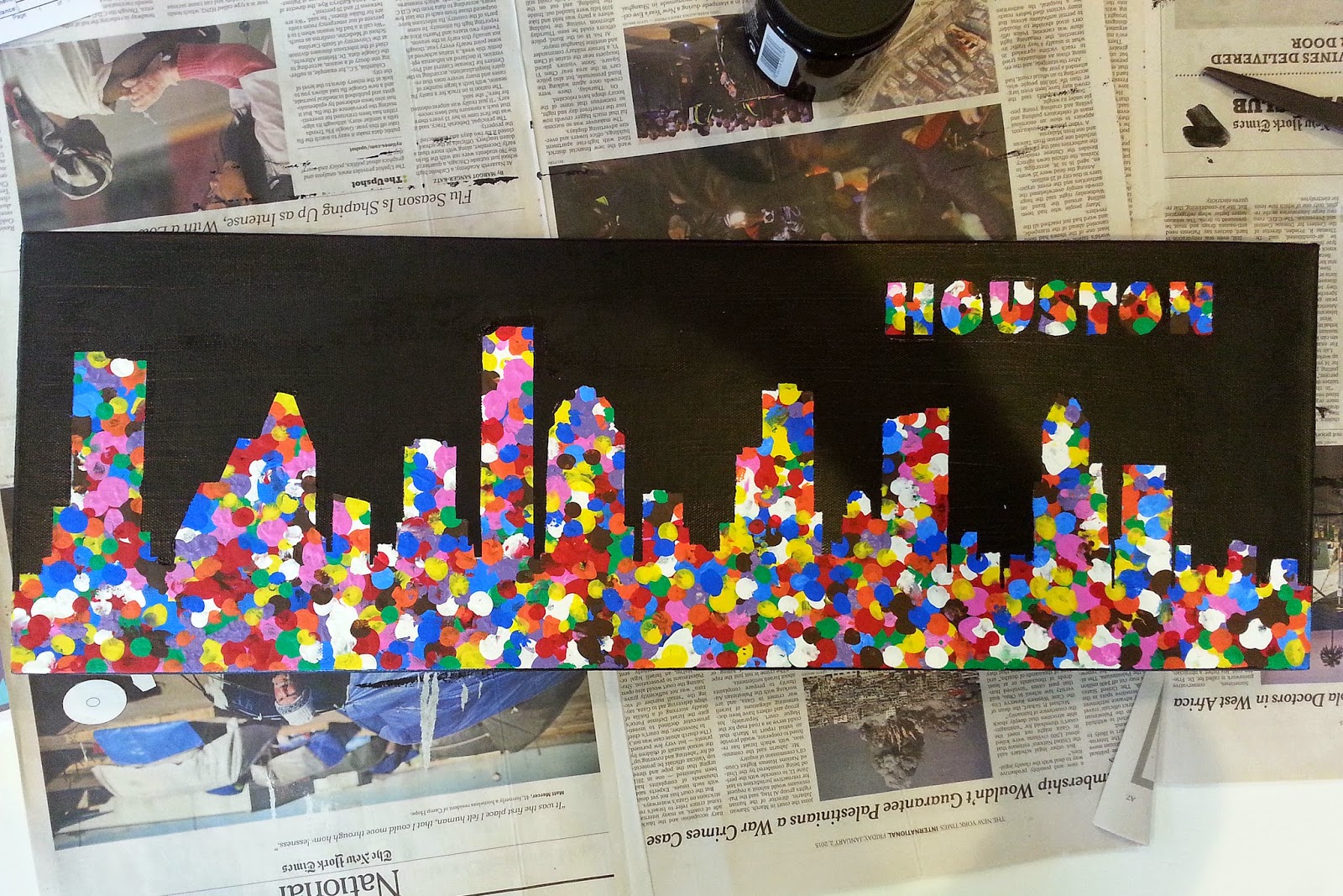 one clever mom: Fingerprint Skyline - a school class art project!