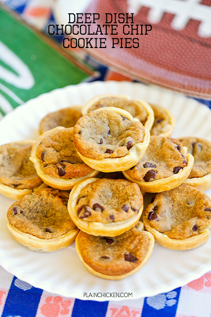 Deep Dish Chocolate Chip Cookie Pies {Football Friday} | Plain Chicken ...