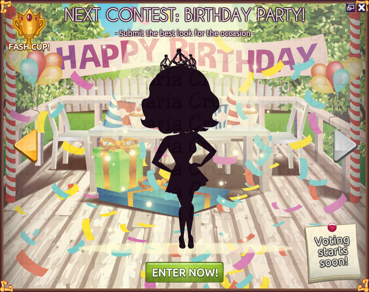 Fashland Help Notes: Next Contest: Birthday Party
